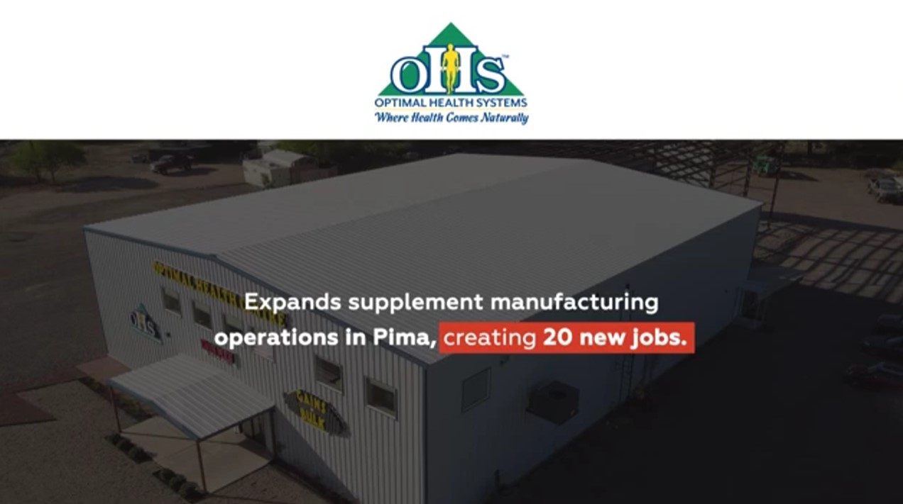 Optimal Health Systems Expands Supplement Production Operations In Pima