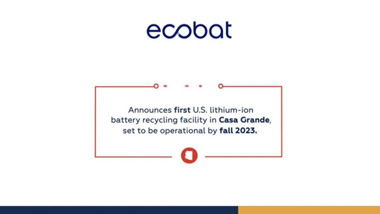Ecobat To Build New Lithium-Ion Battery Recycling Facility In Casa Grande