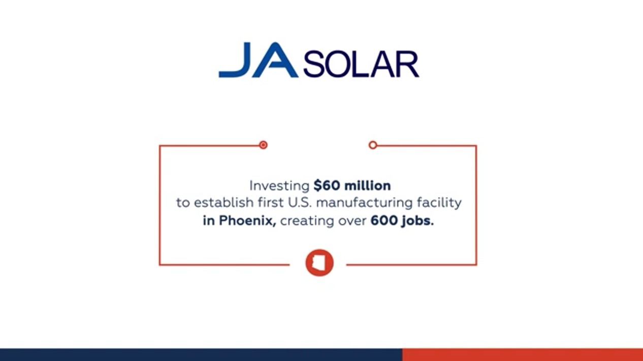 JA Solar Announces First U.S. Solar Module Manufacturing Facility In ...